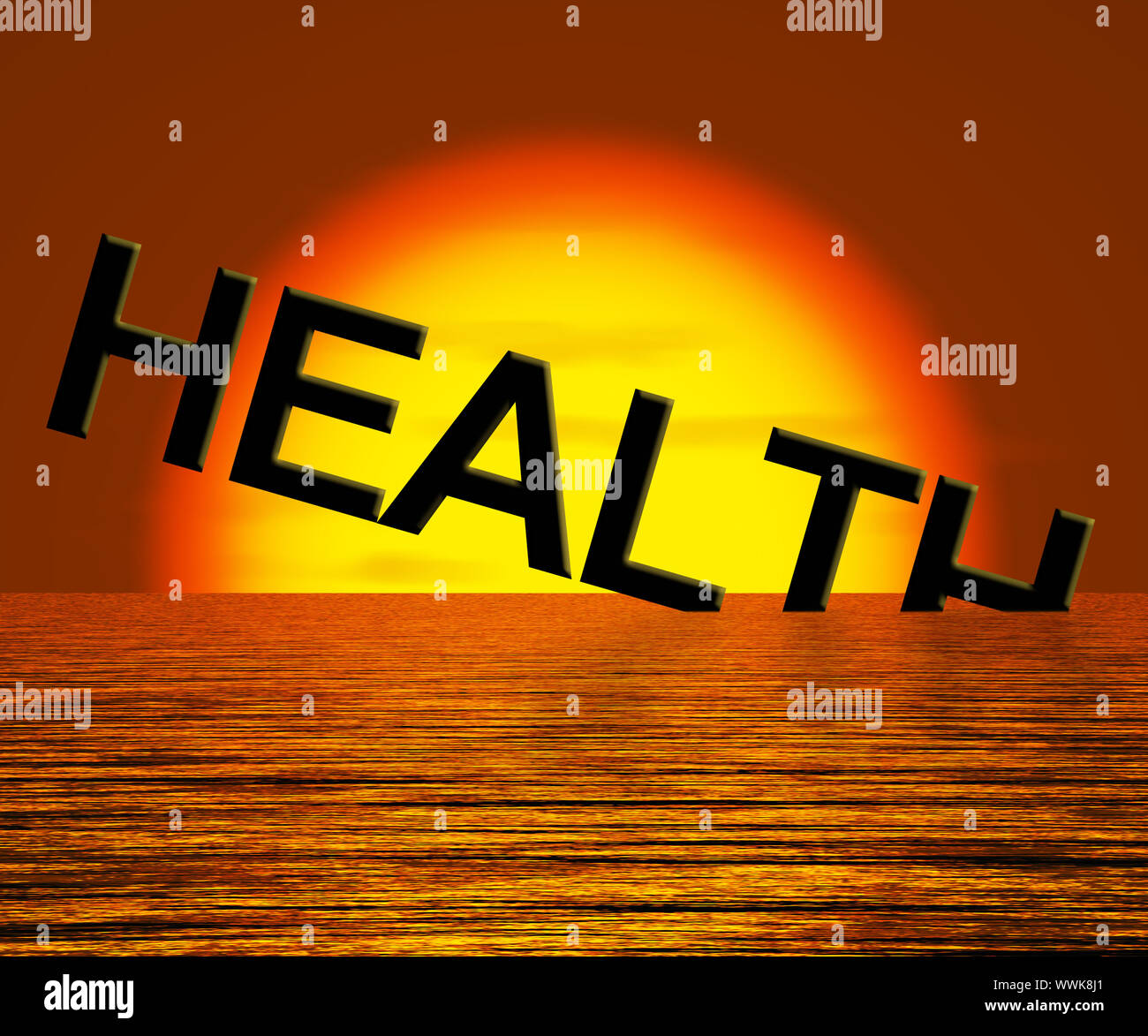 Health Word Sinking Showing Unhealthy Or Sick Conditions Stock Photo ...