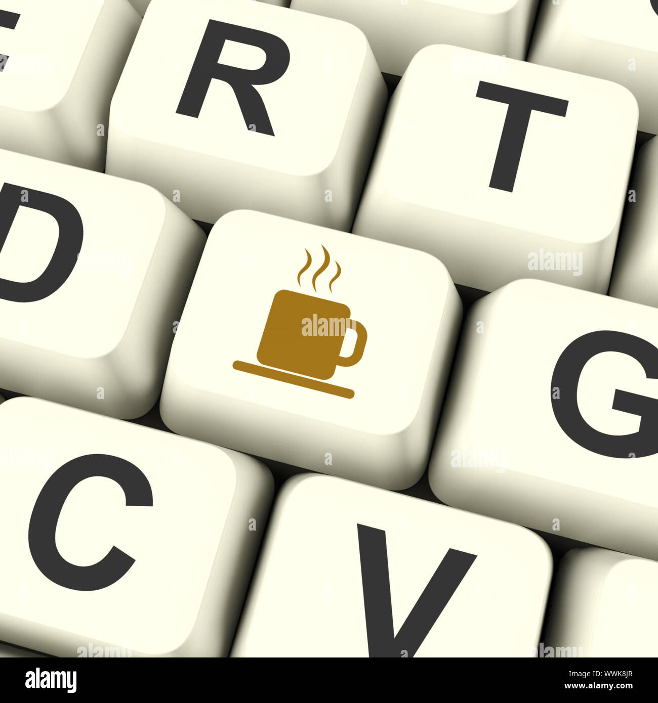 Coffee Mug Icon Computer White Key As Symbol For Taking A Break Stock ...