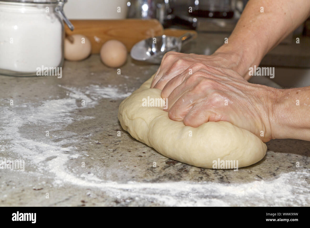 Knead Yeast Dough Stock Photo Alamy