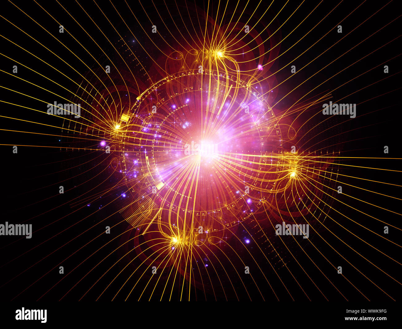 Composition of abstract radial grid and lights as a concept metaphor ...
