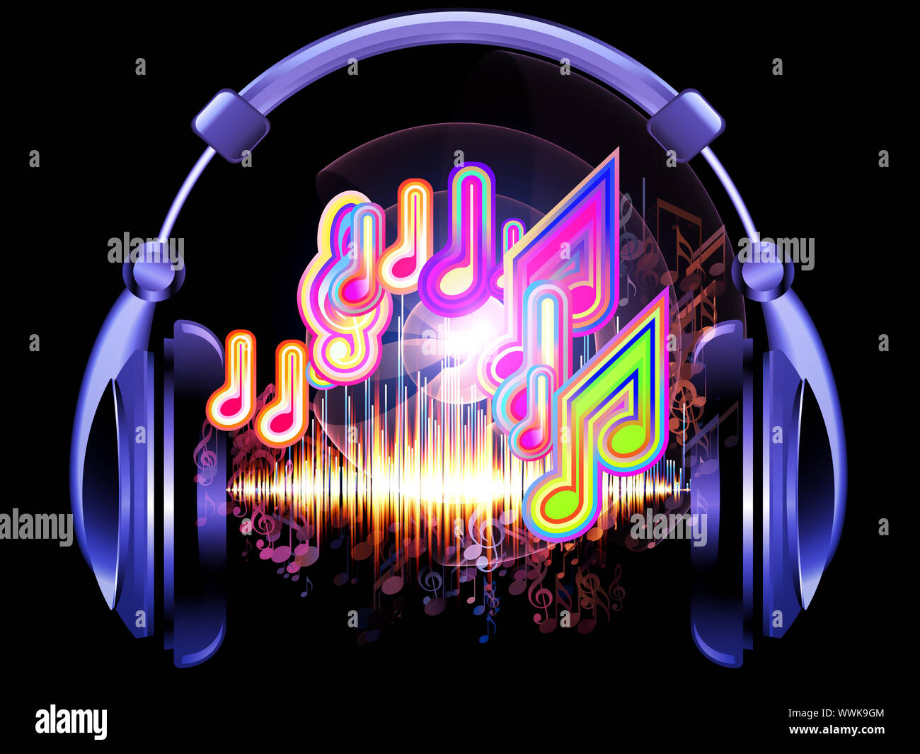Headphones sound background suitable as a backdrop for projects on ...