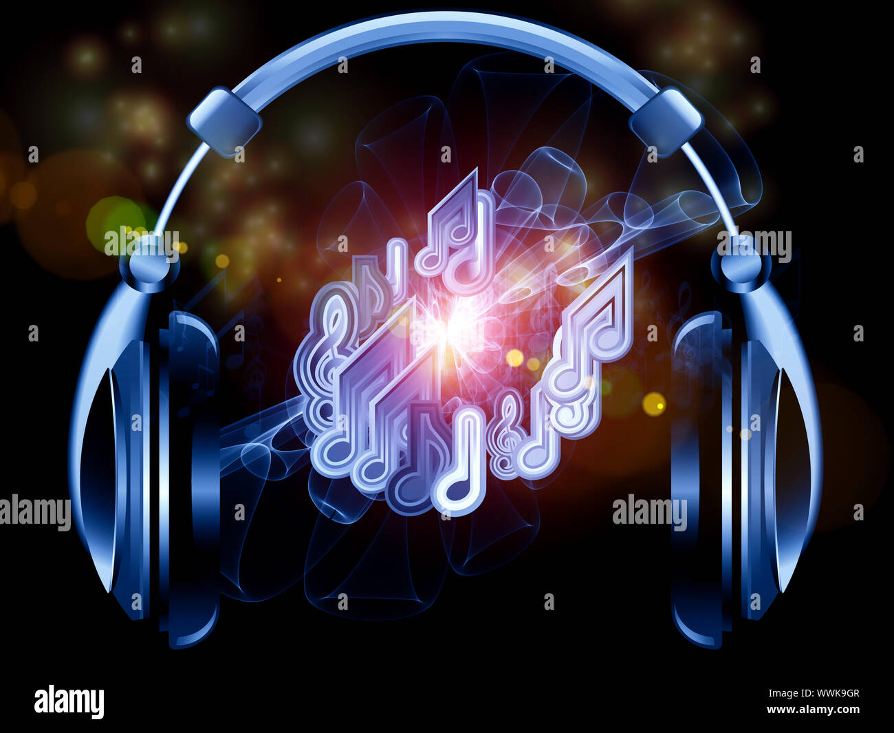 Sound in headphones background suitable as a backdrop for projects on ...