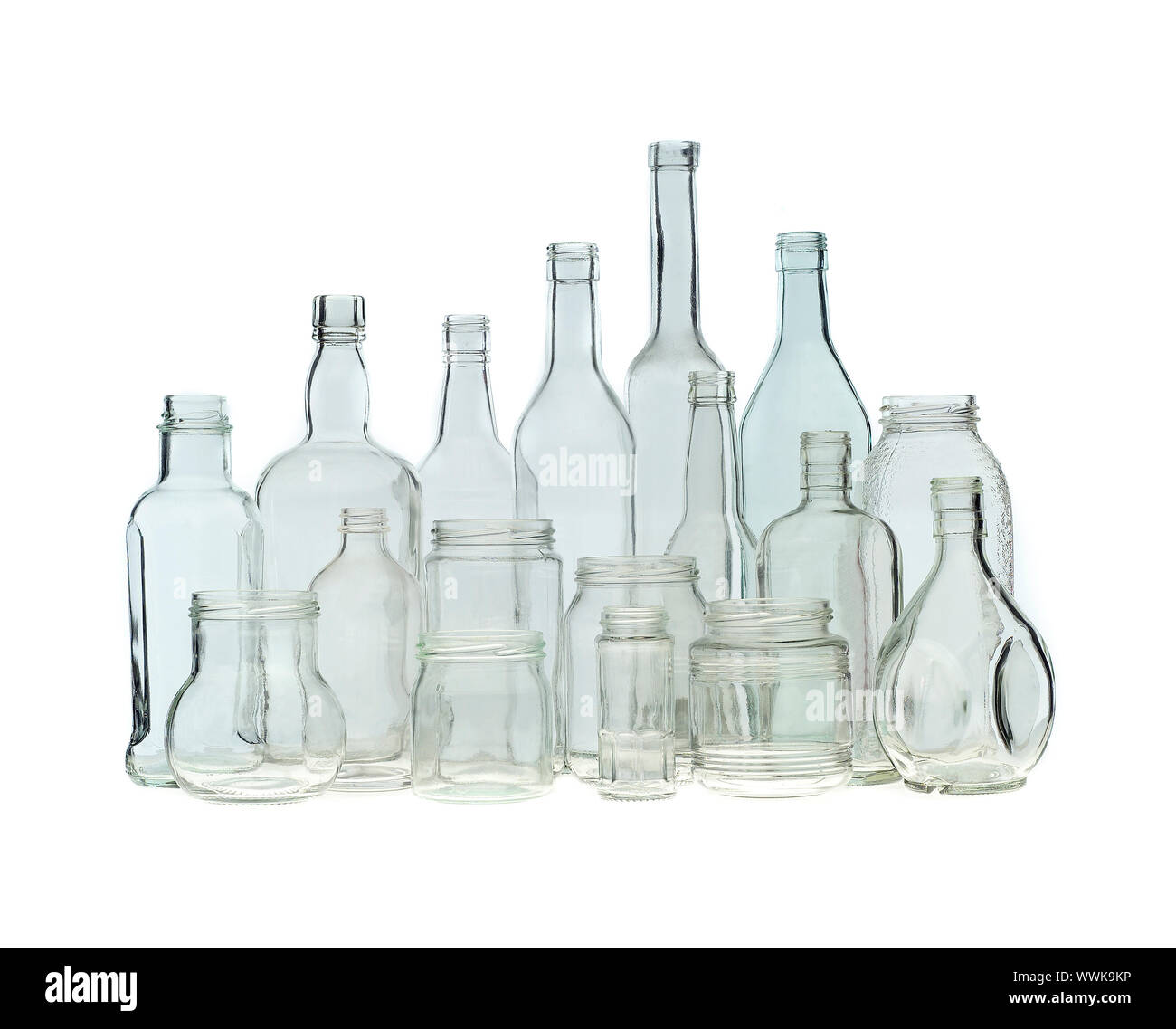 Group of bottles isolated on white background Stock Photo - Alamy