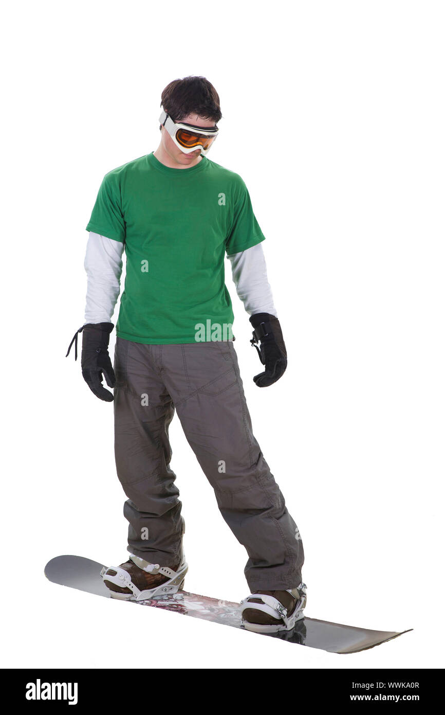 Jumping snowboarder isolated on white background Stock Photo - Alamy