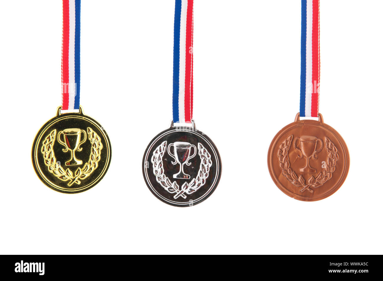 Three medals for the winners isolated over white background Stock Photo ...