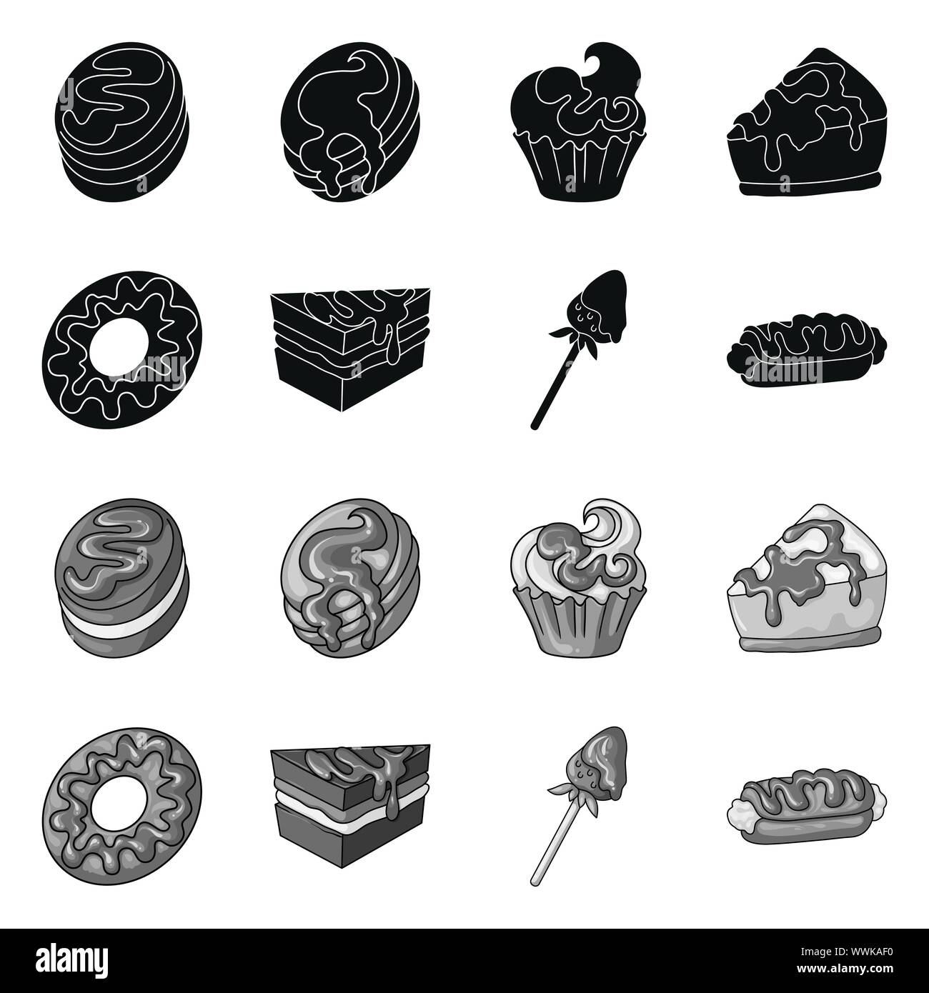 Vector illustration of confectionery and culinary icon. Set of ...