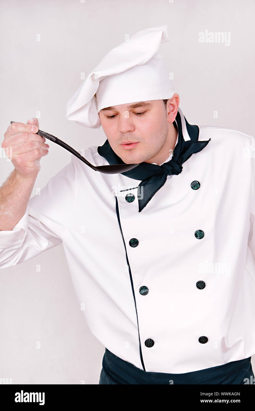 chef with large spoon Stock Photo - Alamy