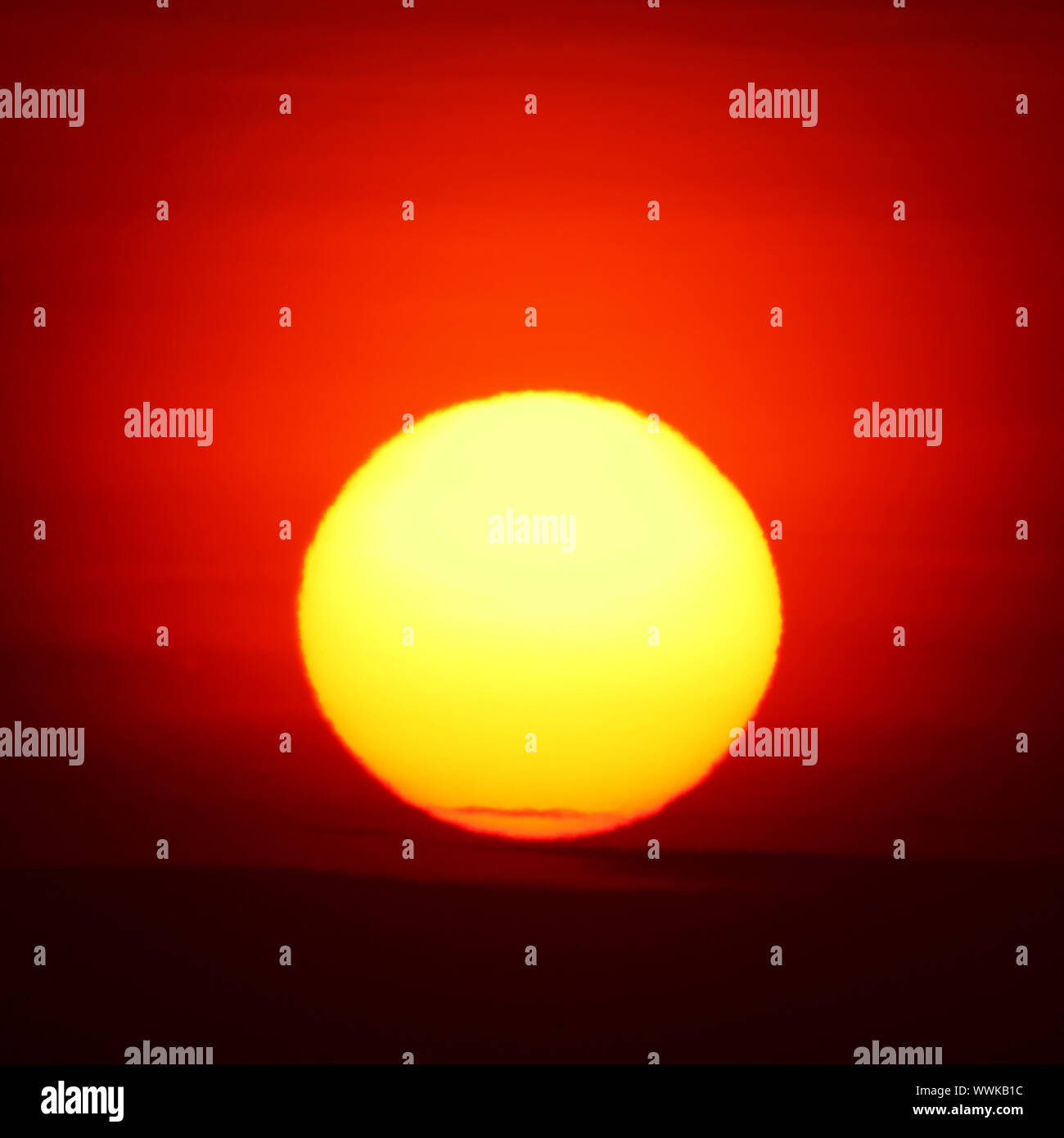 sun close up in sunset sky Stock Photo - Alamy