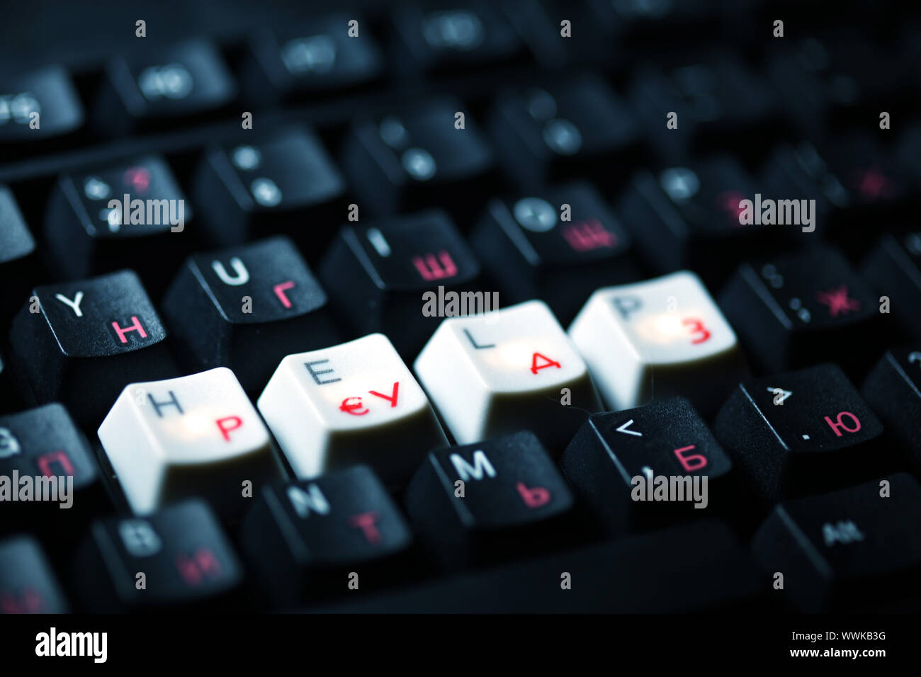 keyboard help key macro close up Stock Photo - Alamy