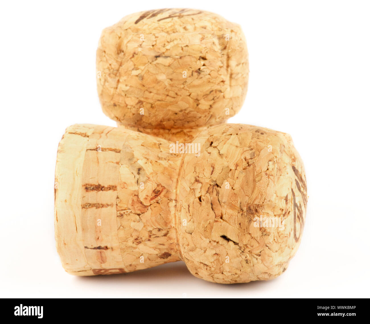 Two Champagne corks isolated on white background Stock Photo - Alamy