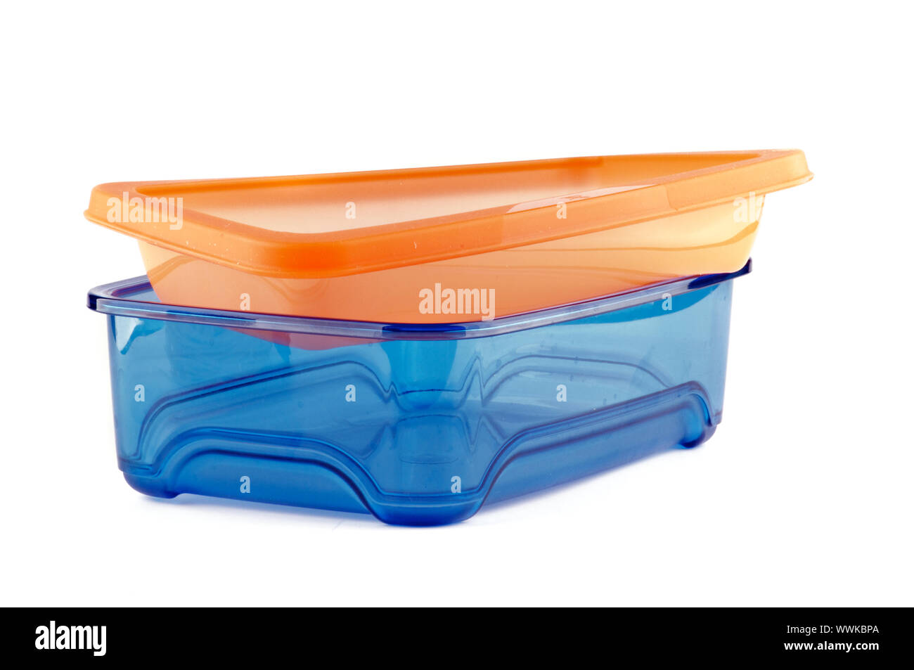 Blue and orange Plastic Container isolatde on white background Stock ...