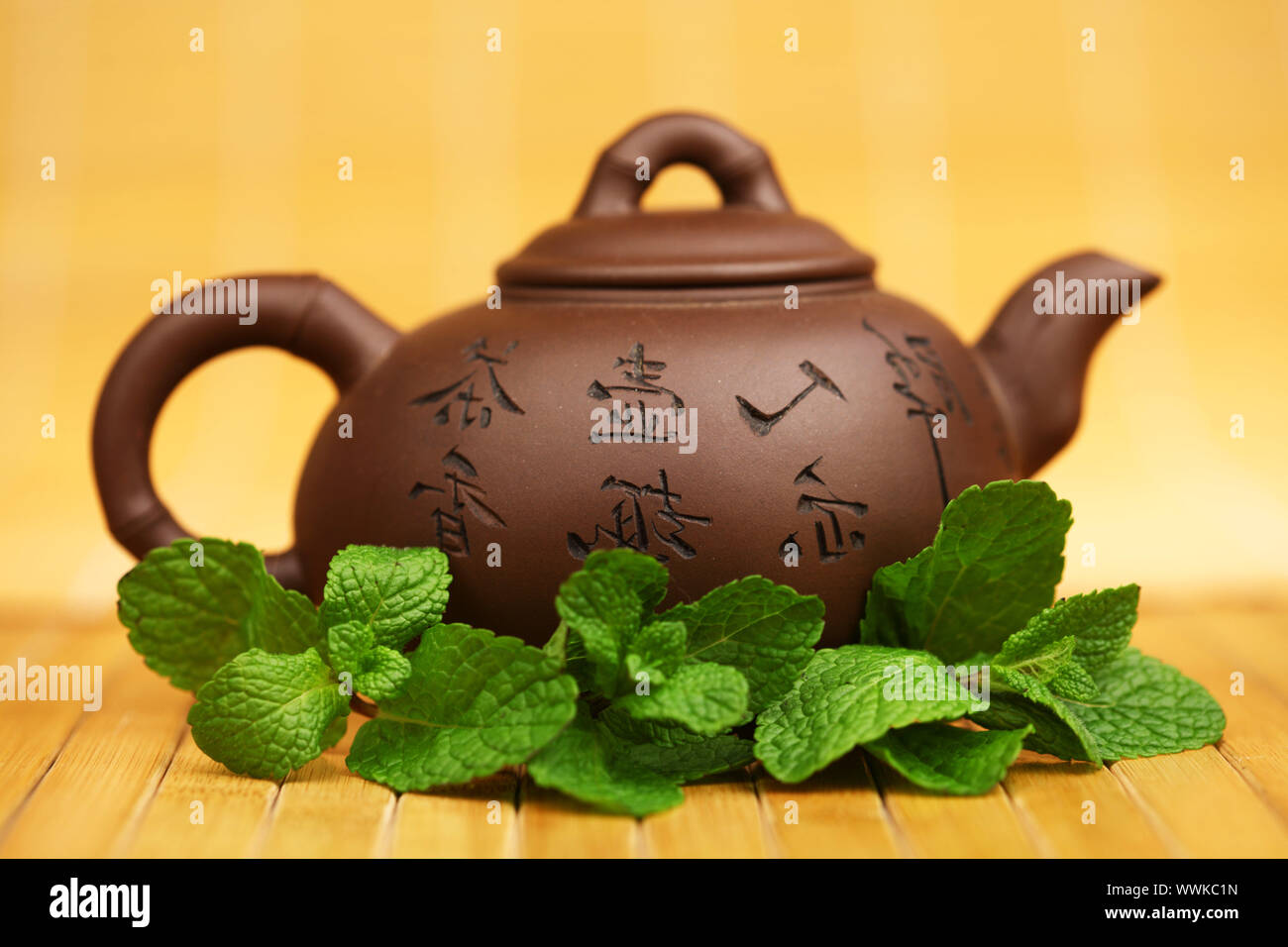 mint tea on china background Stock Photo - Alamy