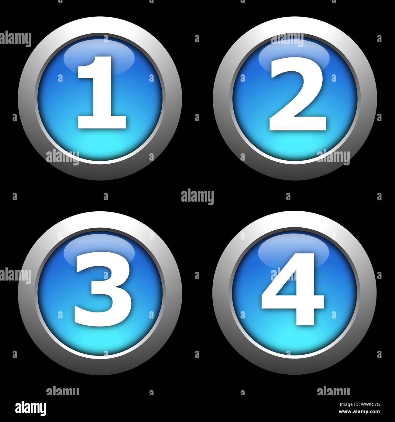 alphabet button collection isolated on black background Stock Photo - Alamy