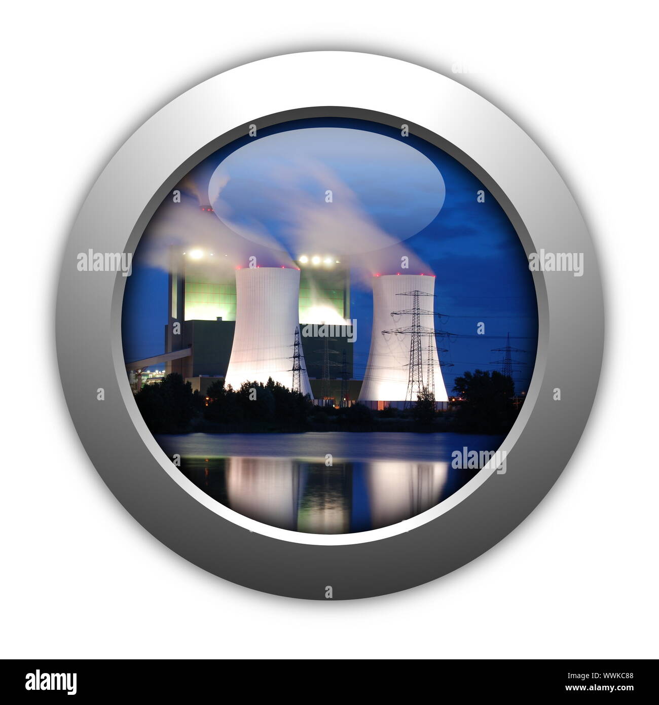 industry button showing pollution or industrial production concept ...