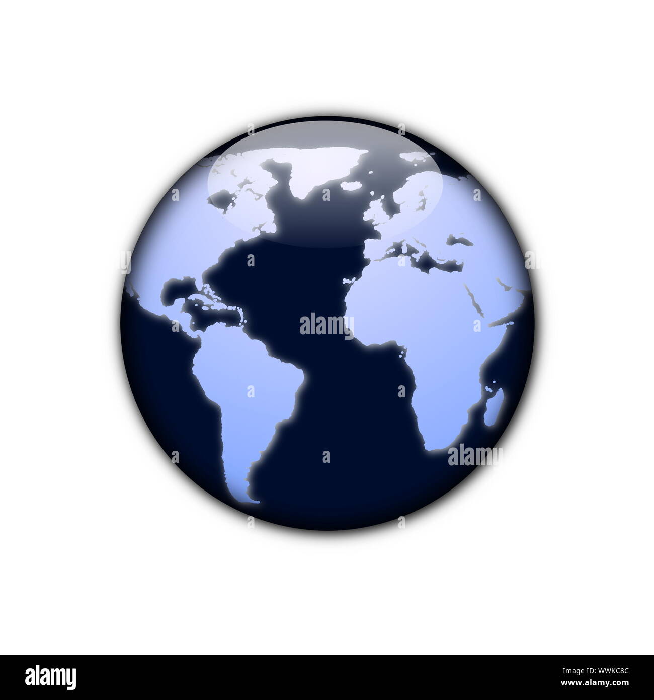 globe or world map in a button illustration Stock Photo - Alamy