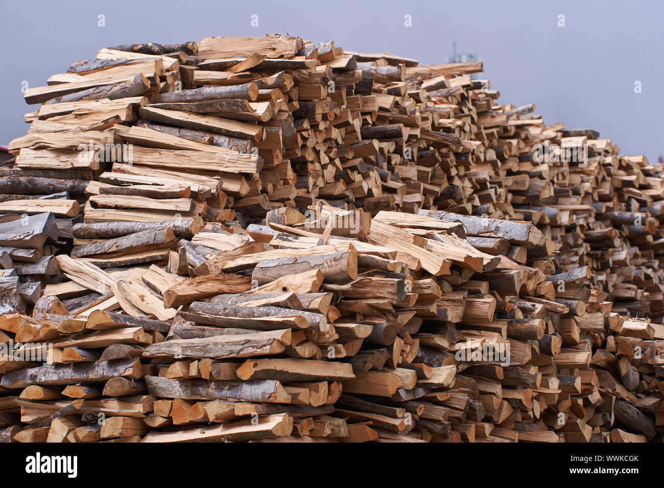 Big stacks of fire wood for winter time Stock Photo - Alamy