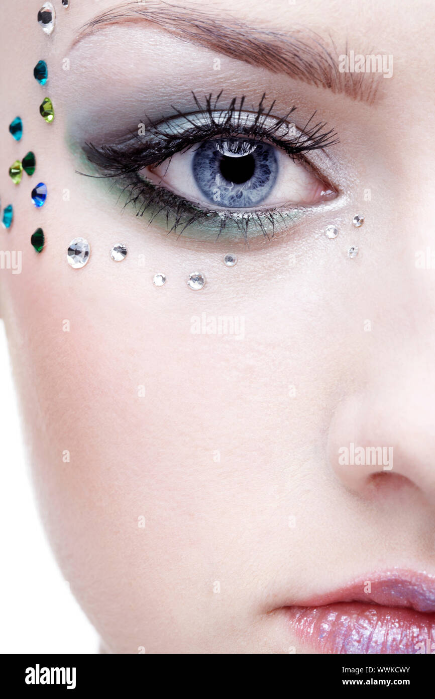 portrait of beautiful girl' half-face with mermaid bodyart Stock Photo ...