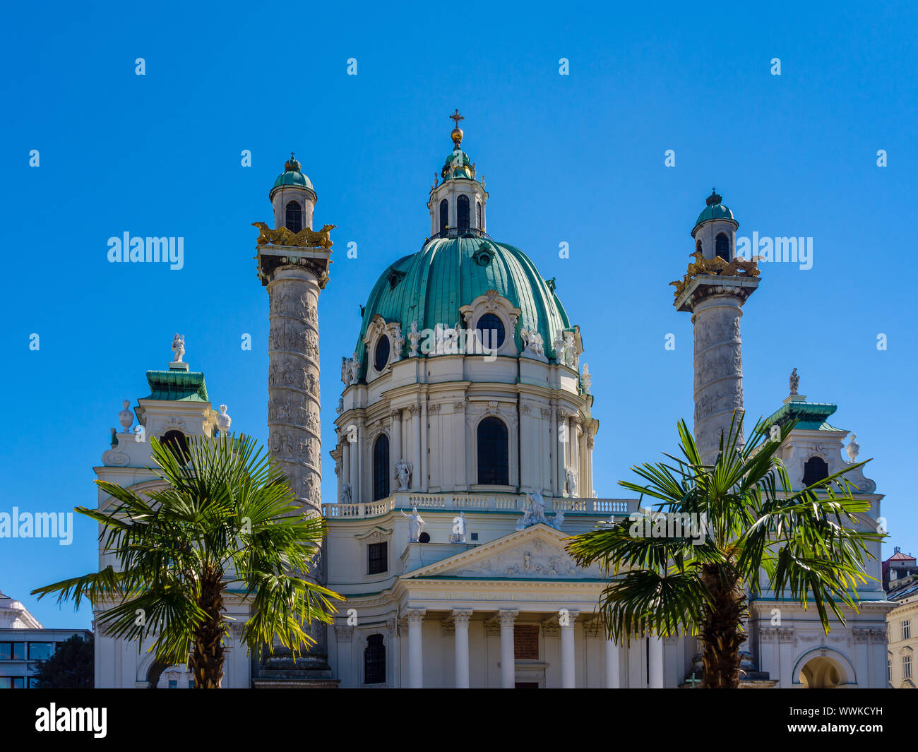 The famous Baroque Rococo Karlskirche (S. Charles church) built 1737 ...
