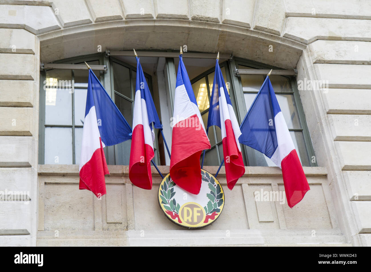 French flags on a house wall, Paris, France Stock Photo - Alamy