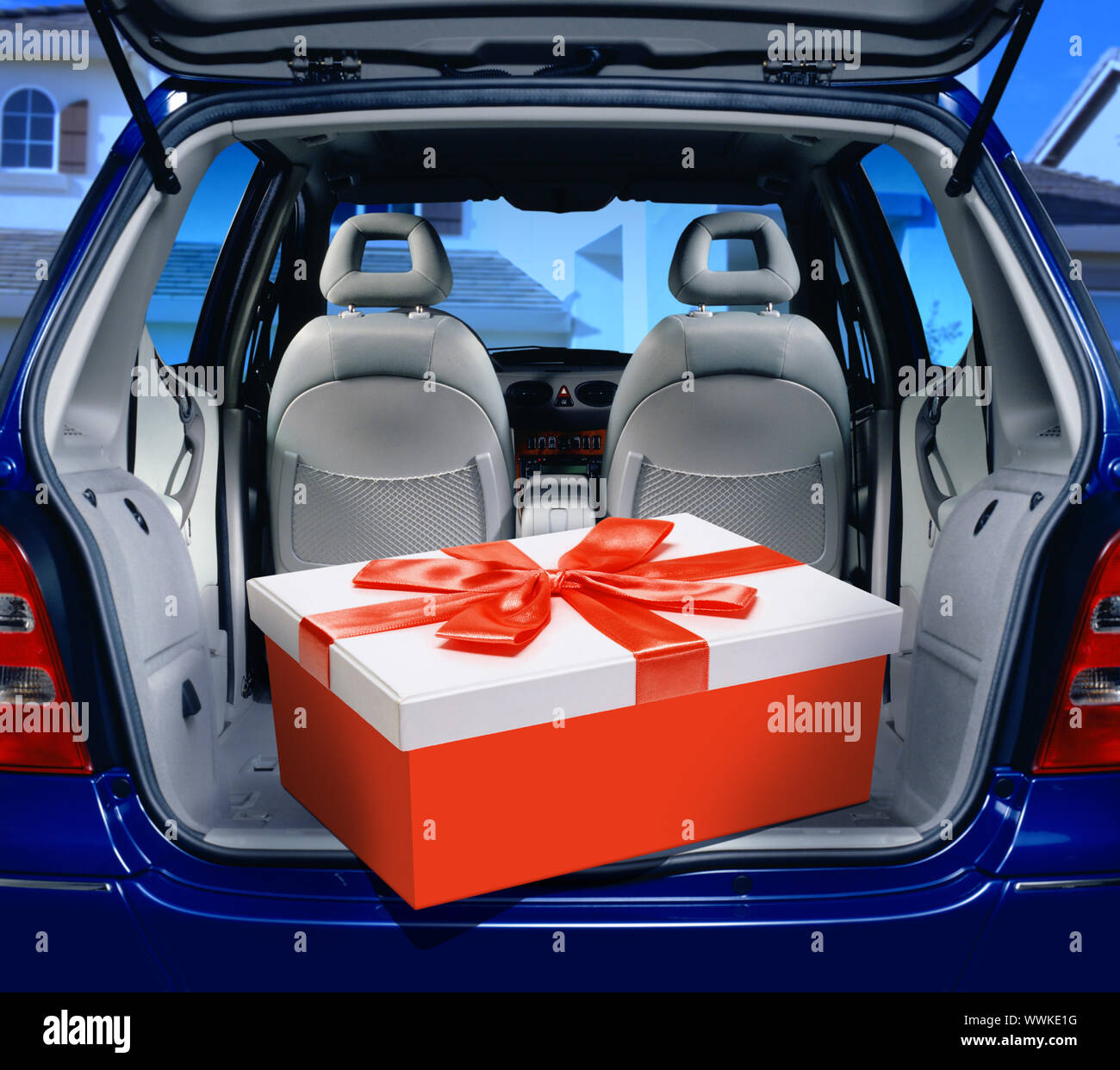 a fancy box in the passenger compartment of car Stock Photo - Alamy