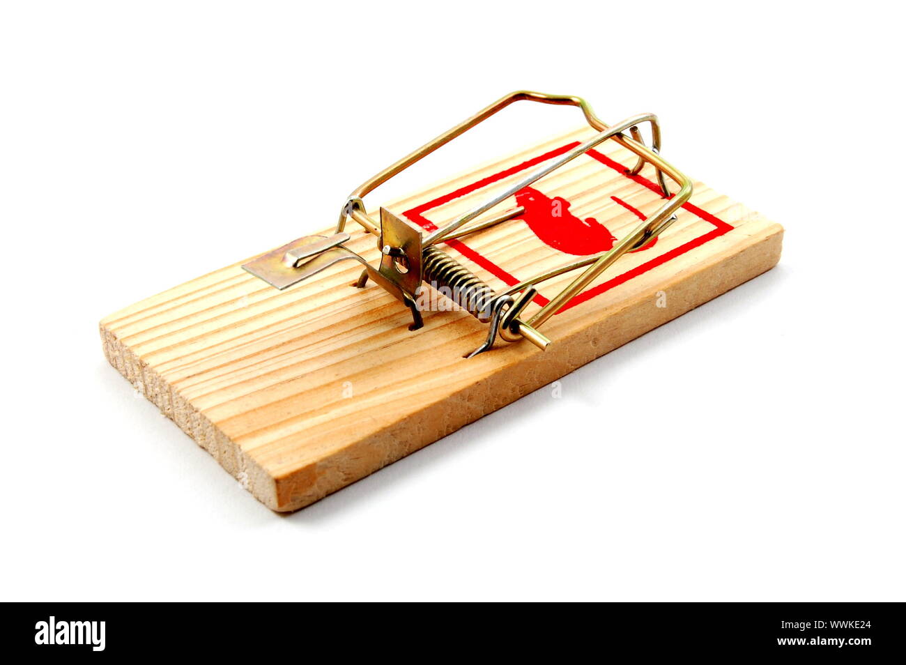 dangerouse mousetrap isolated on white background Stock Photo - Alamy