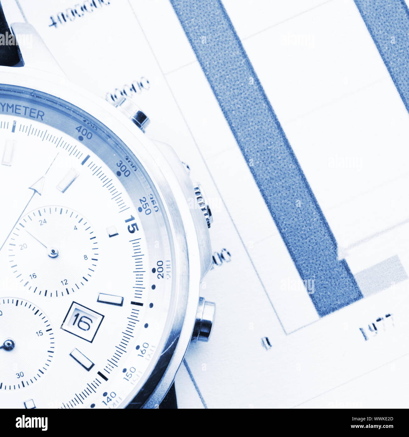 business time concept with clock and financial diagram Stock Photo - Alamy