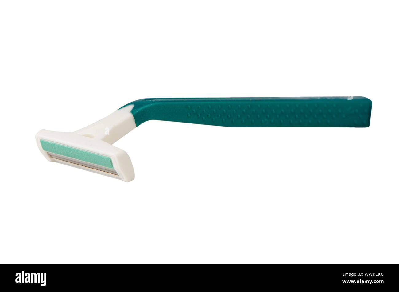 Green disposable razor isolated on white background Stock Photo - Alamy