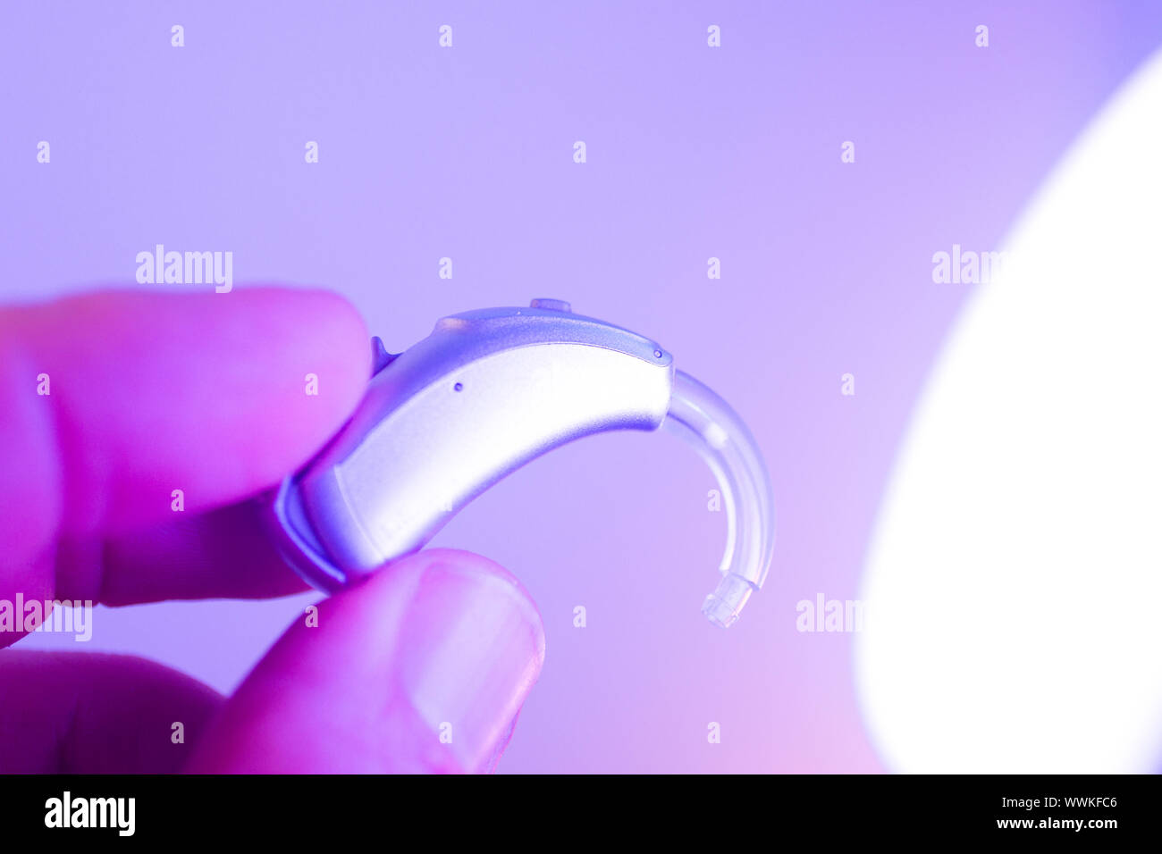 Modern digital hearing aid for deafness and deaf people Stock Photo - Alamy