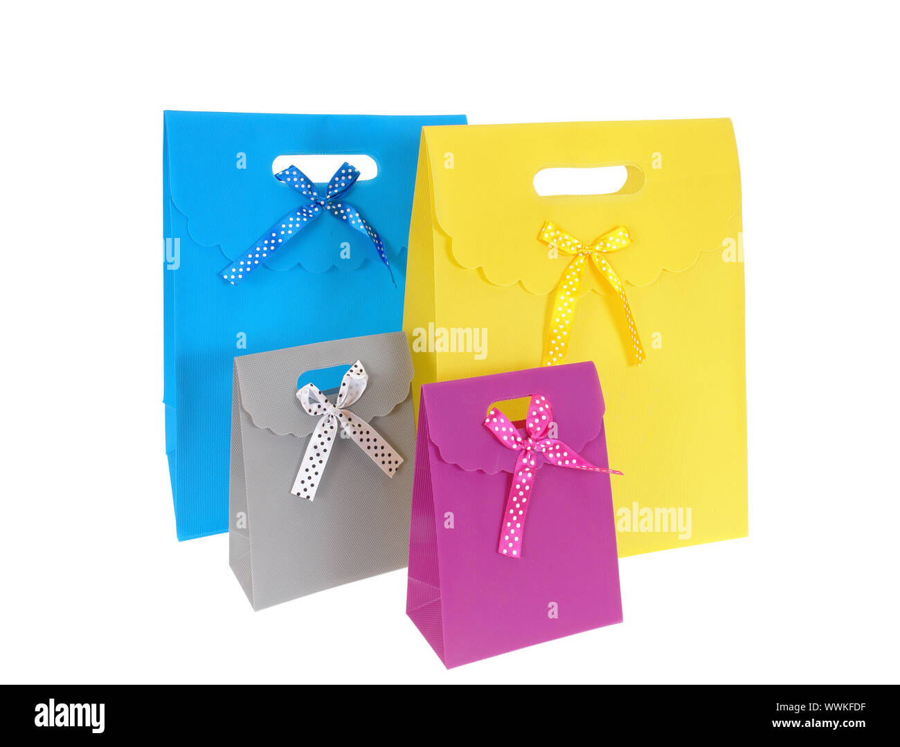 the multi-coloured package isolated on white background Stock Photo - Alamy