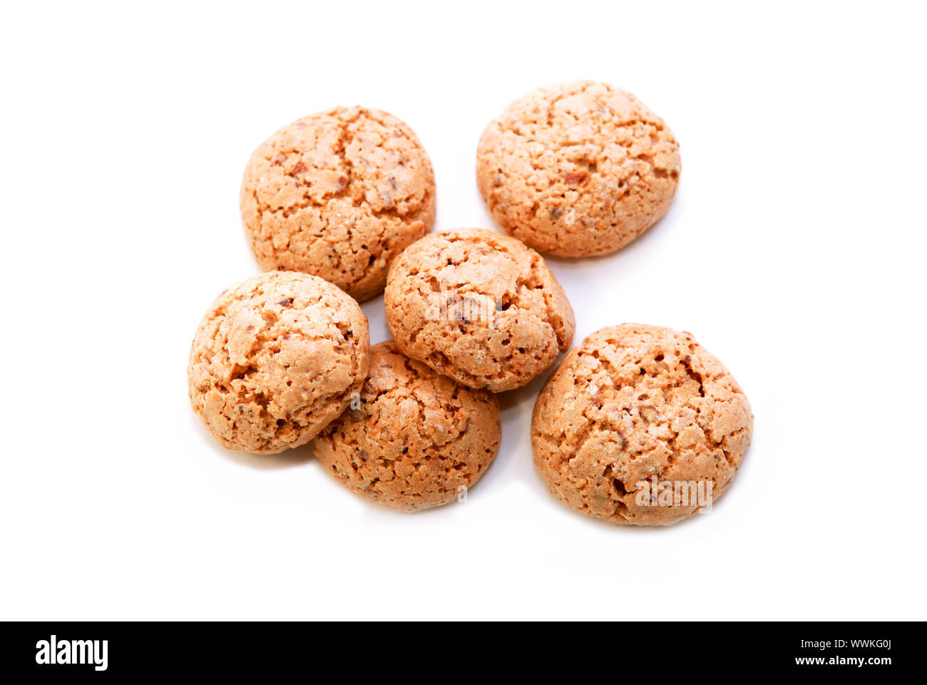 few sweet round cookies on white background Stock Photo - Alamy