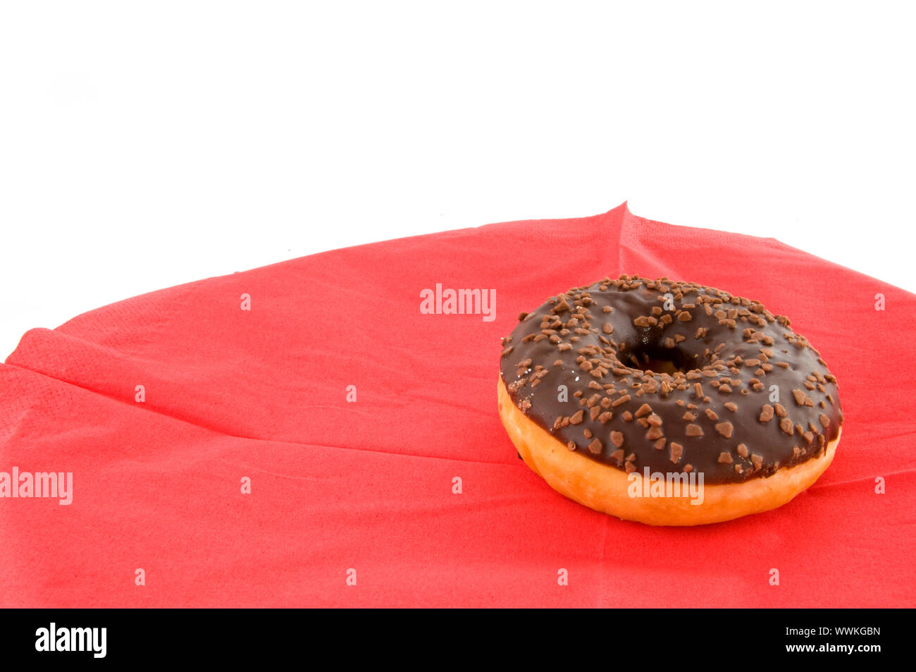chocolate doughnuts on red Stock Photo - Alamy