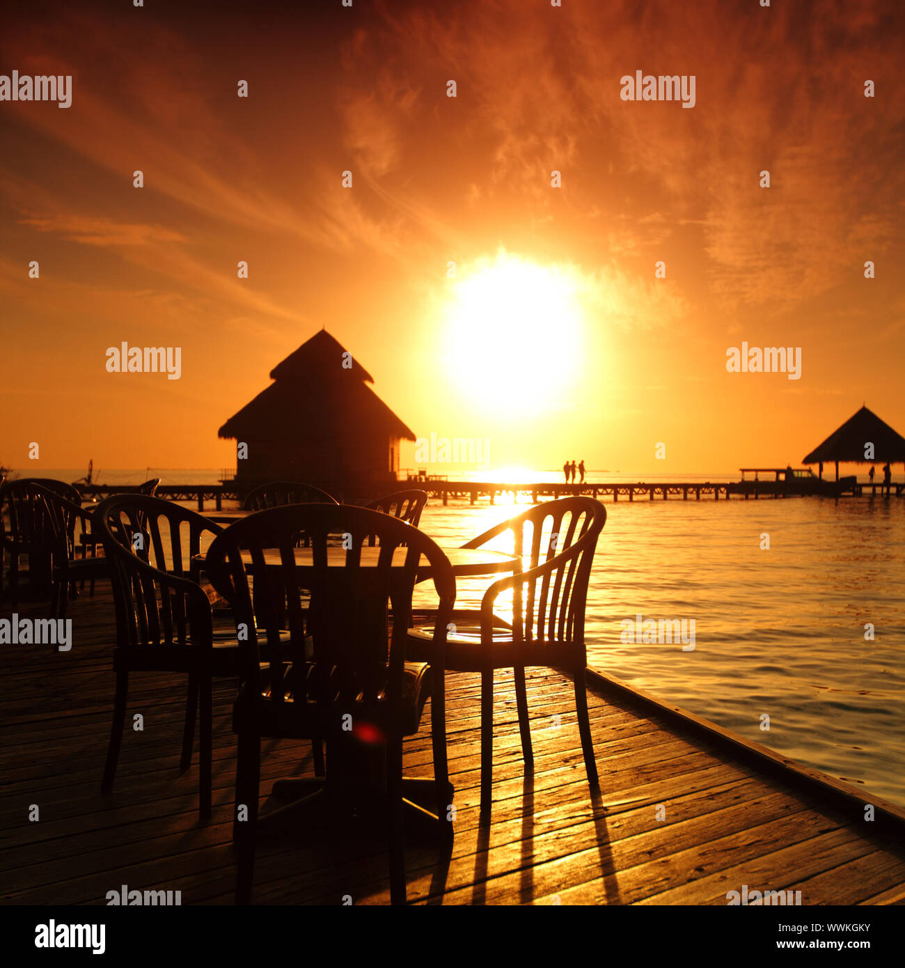 tropical cafe on the sunset Stock Photo - Alamy