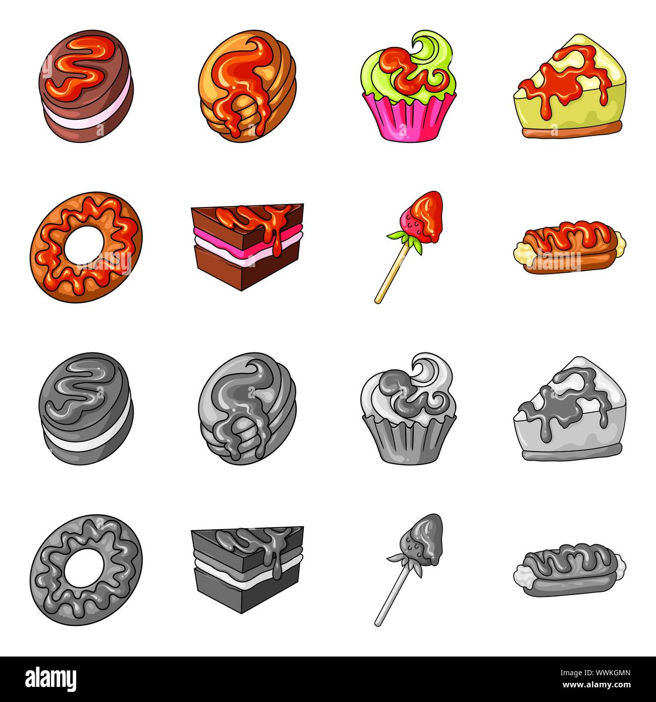 Vector design of confectionery and culinary icon. Collection of ...