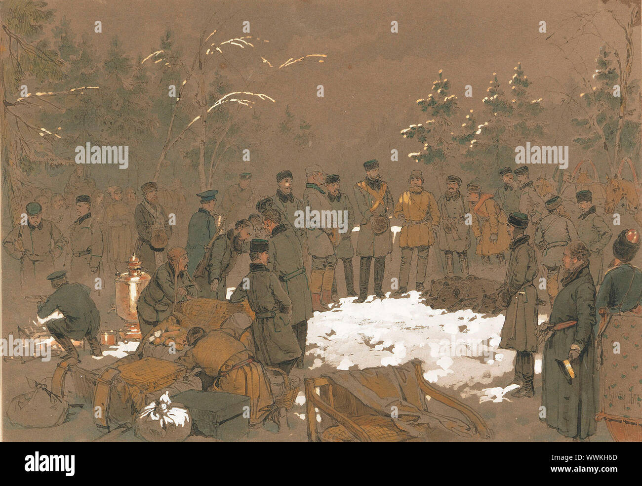 The Bear Hunt of Tsar Alexander II, 1872. Private Collection Stock ...