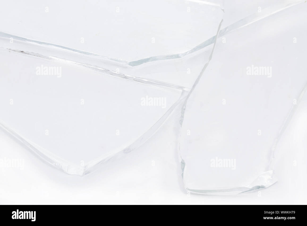 Glass splinters on white background Stock Photo - Alamy