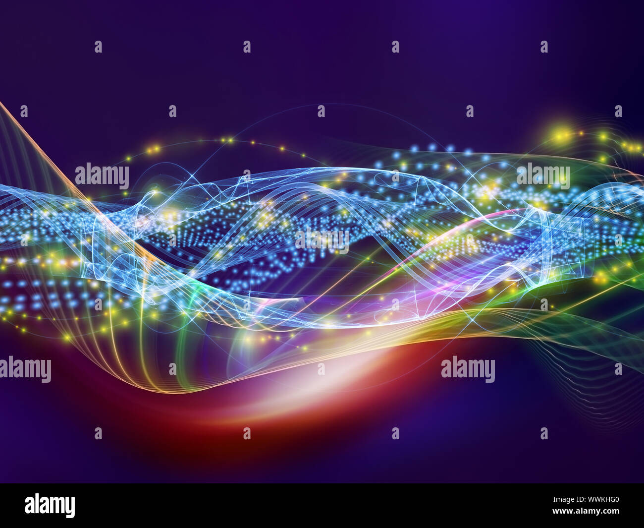 Composition of overlapping abstract waves, colors and lights as a ...