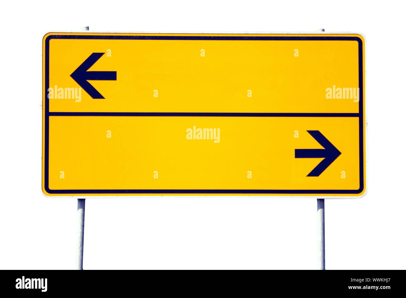 blank sign with arrows and copyspace for text message Stock Photo - Alamy