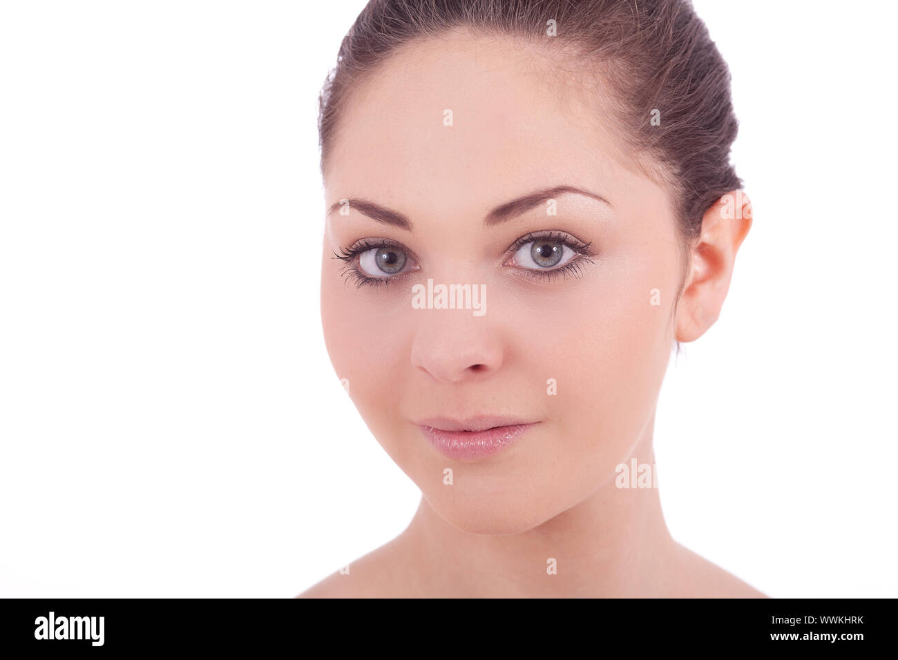 pretty smiling young woman with pure healthy skin Stock Photo - Alamy