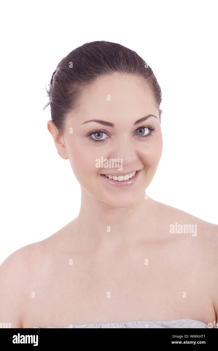 pretty smiling young woman with pure healthy skin Stock Photo - Alamy