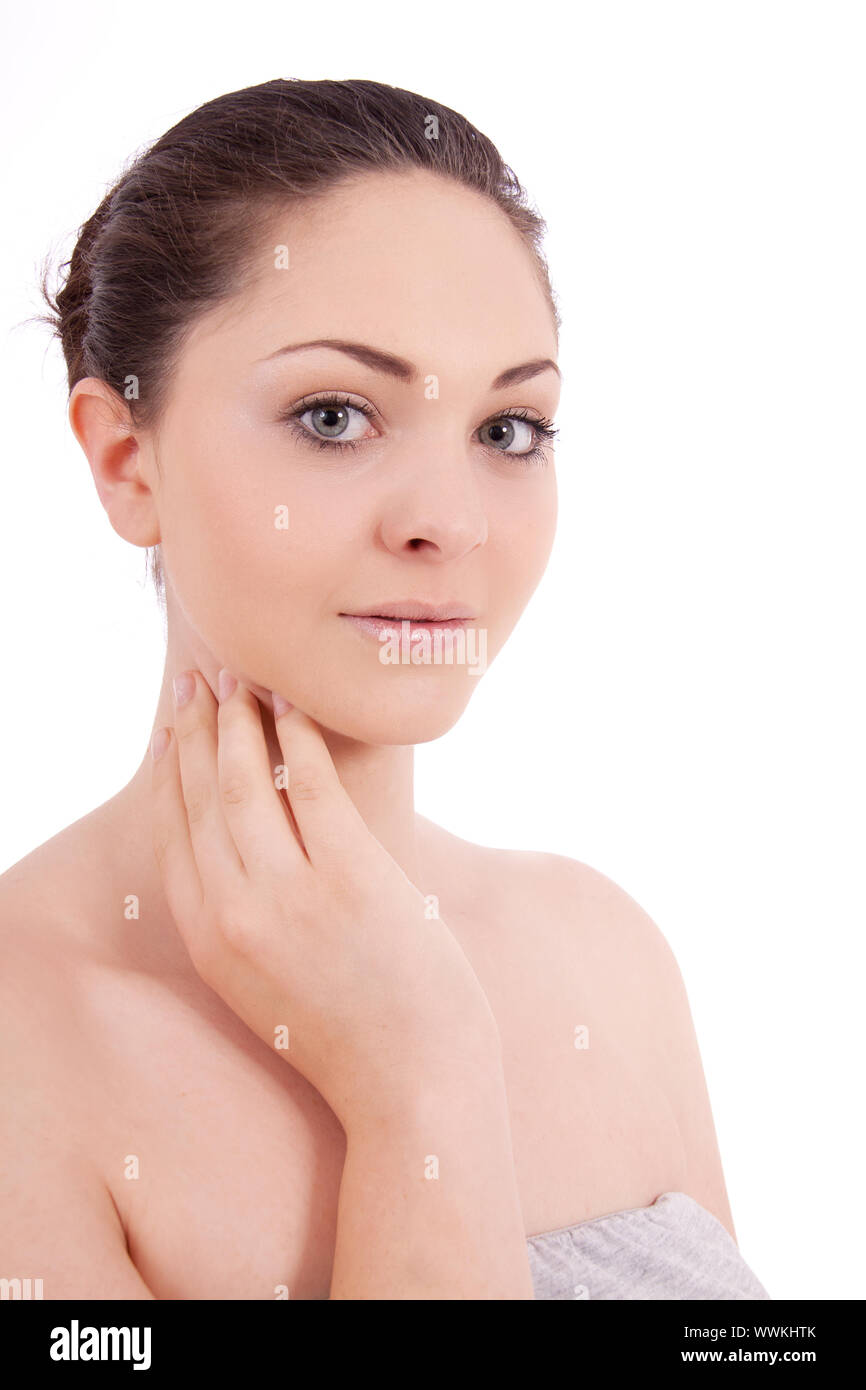 pretty smiling young woman with pure healthy skin Stock Photo - Alamy