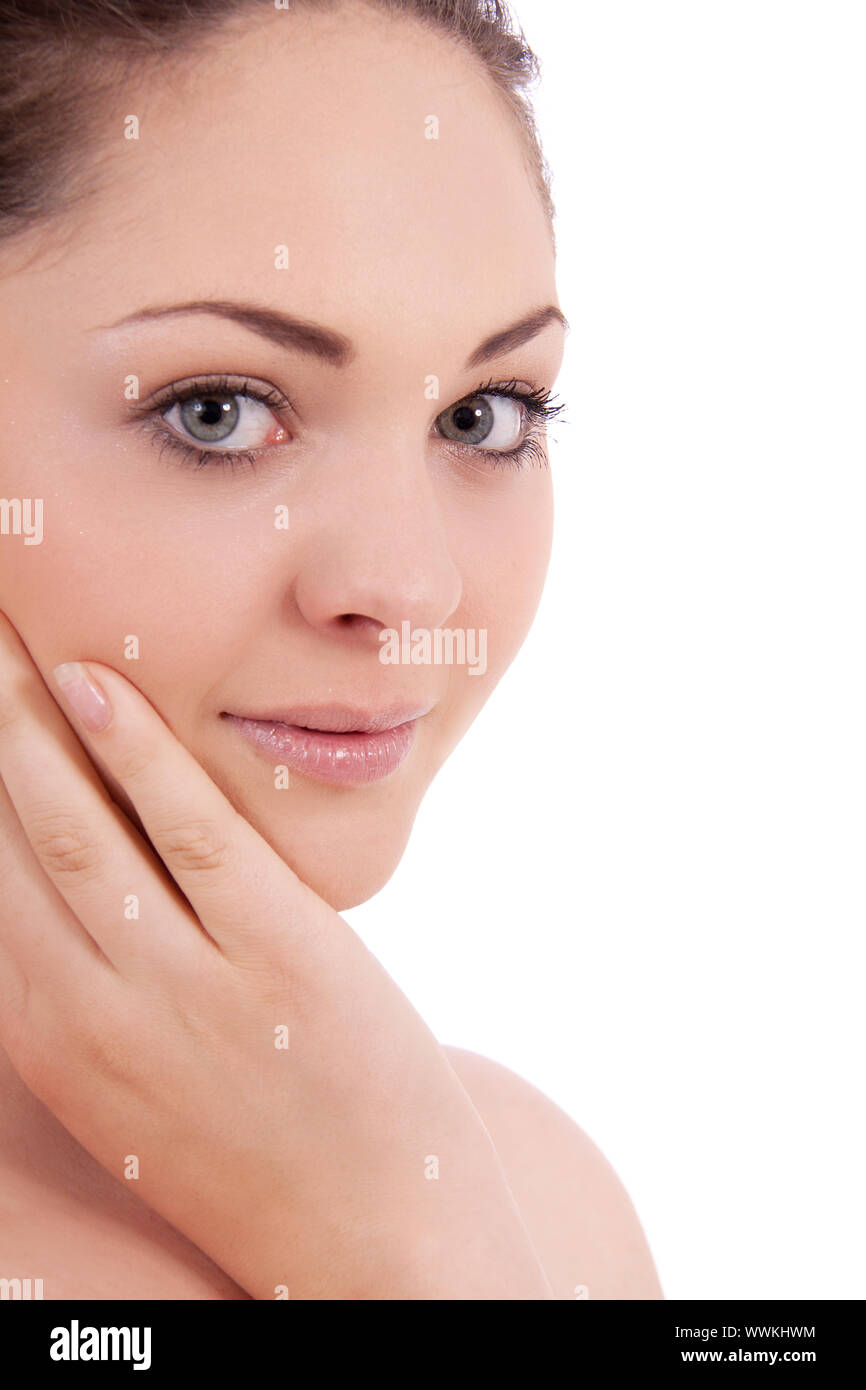 pretty smiling young woman with pure healthy skin Stock Photo - Alamy