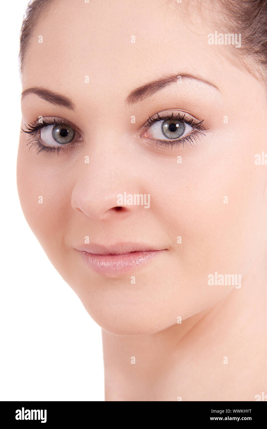 pretty smiling young woman with pure healthy skin Stock Photo - Alamy