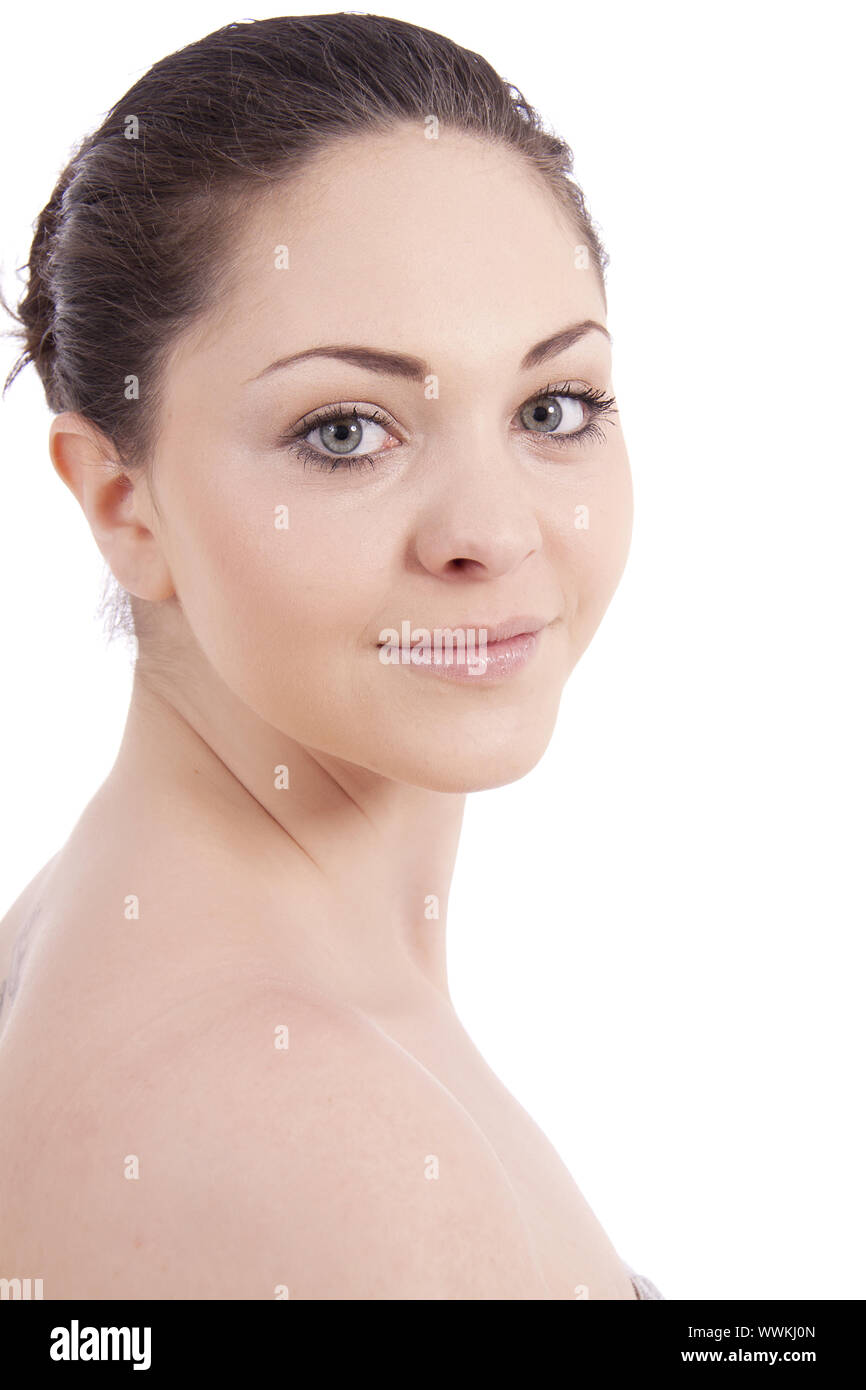 pretty smiling young woman with pure healthy skin Stock Photo - Alamy