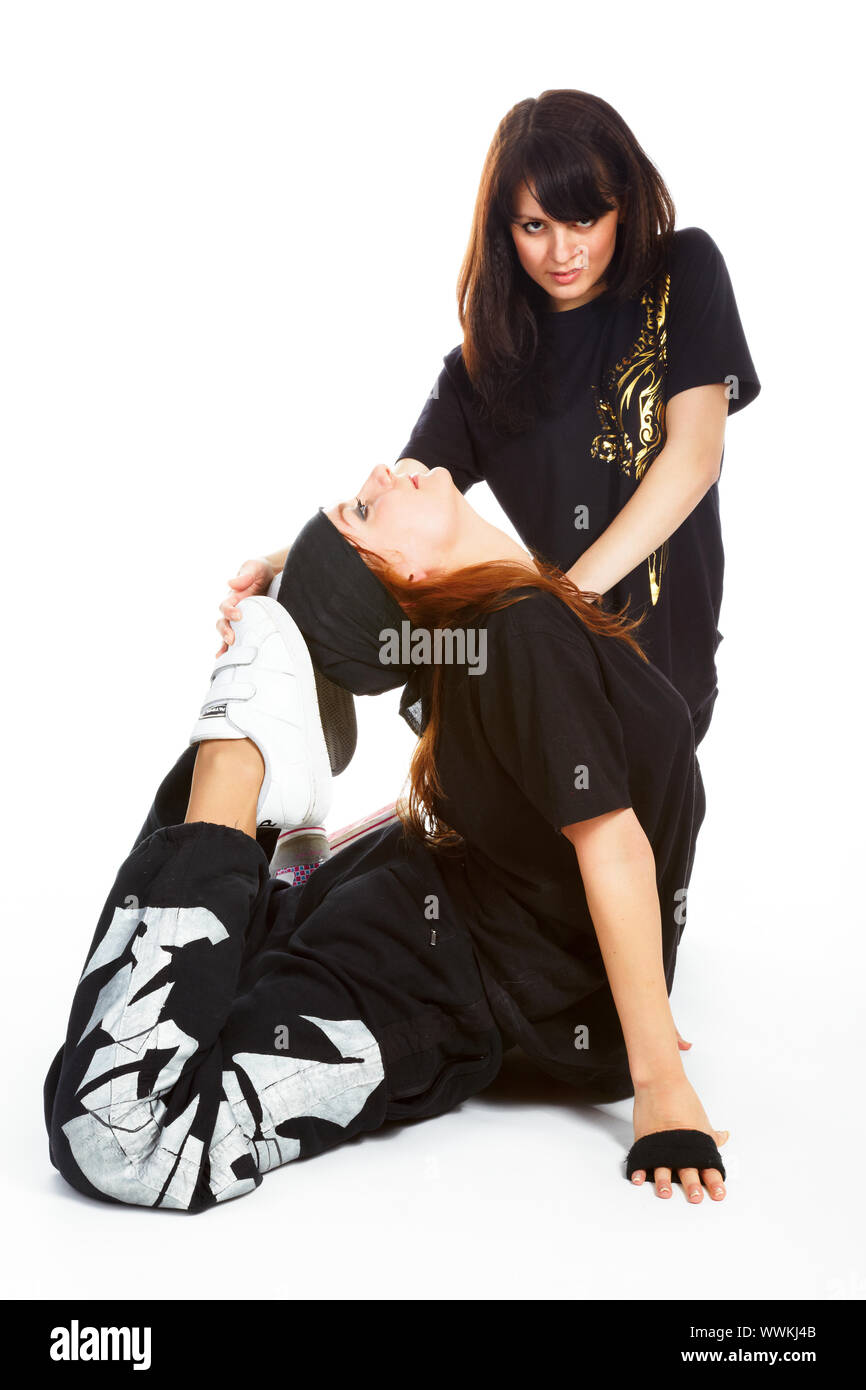portrait of two two beautiful girls breakdancers Stock Photo - Alamy