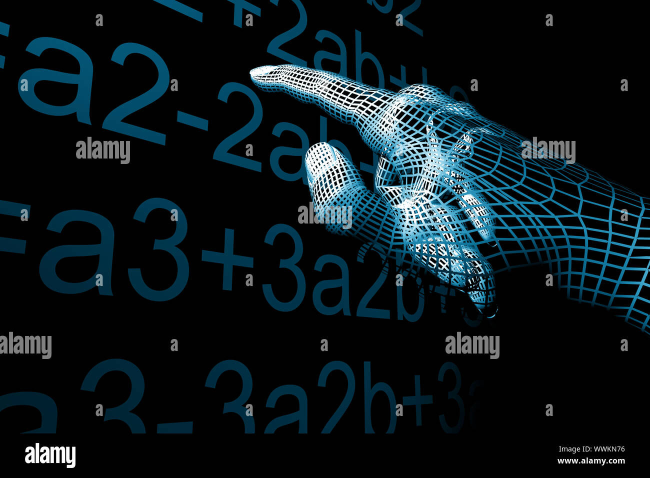 cyber hand mathemathics 3d abstract Stock Photo - Alamy