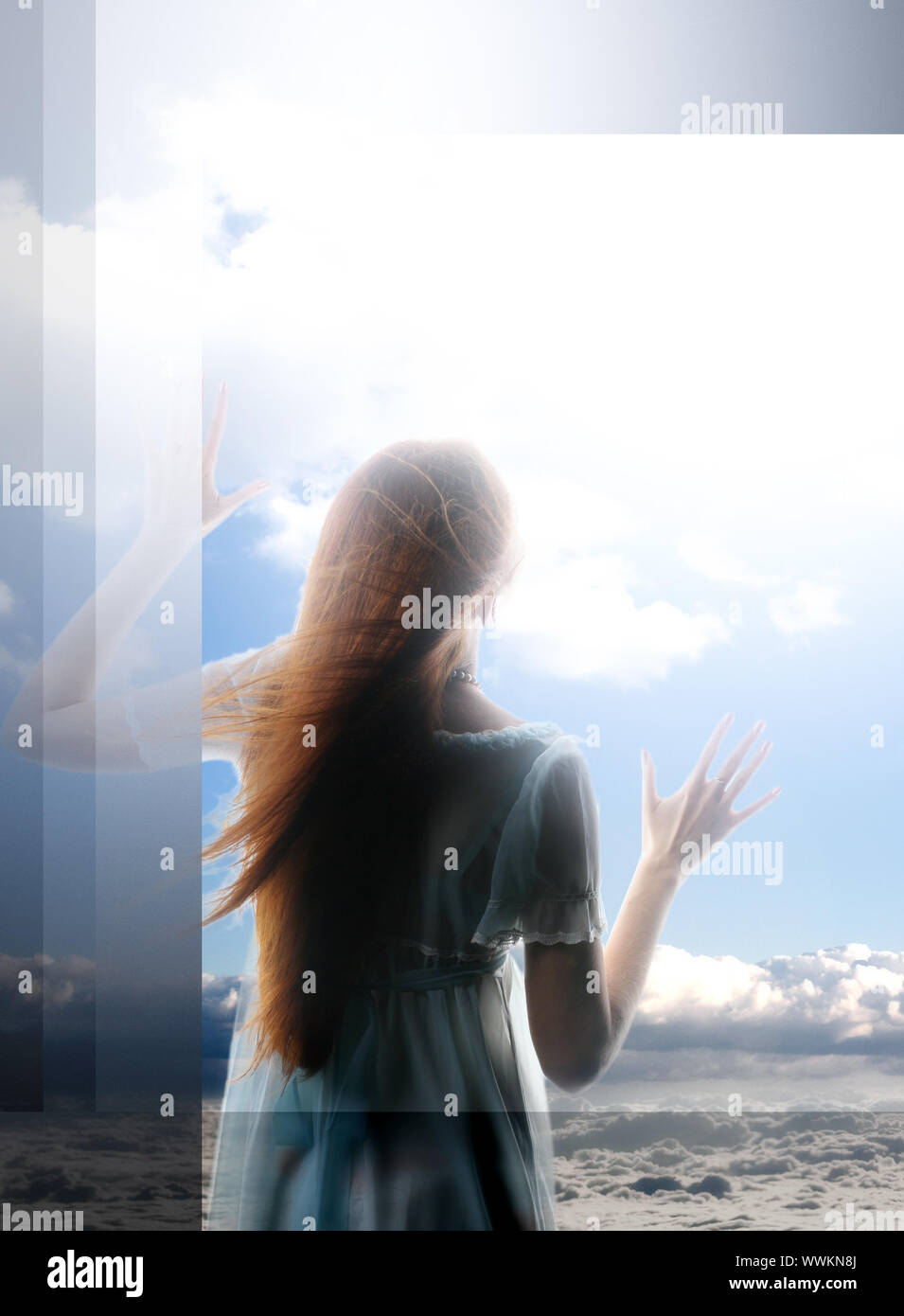 beautiful girl in sky heaven world Stock Photo - Alamy