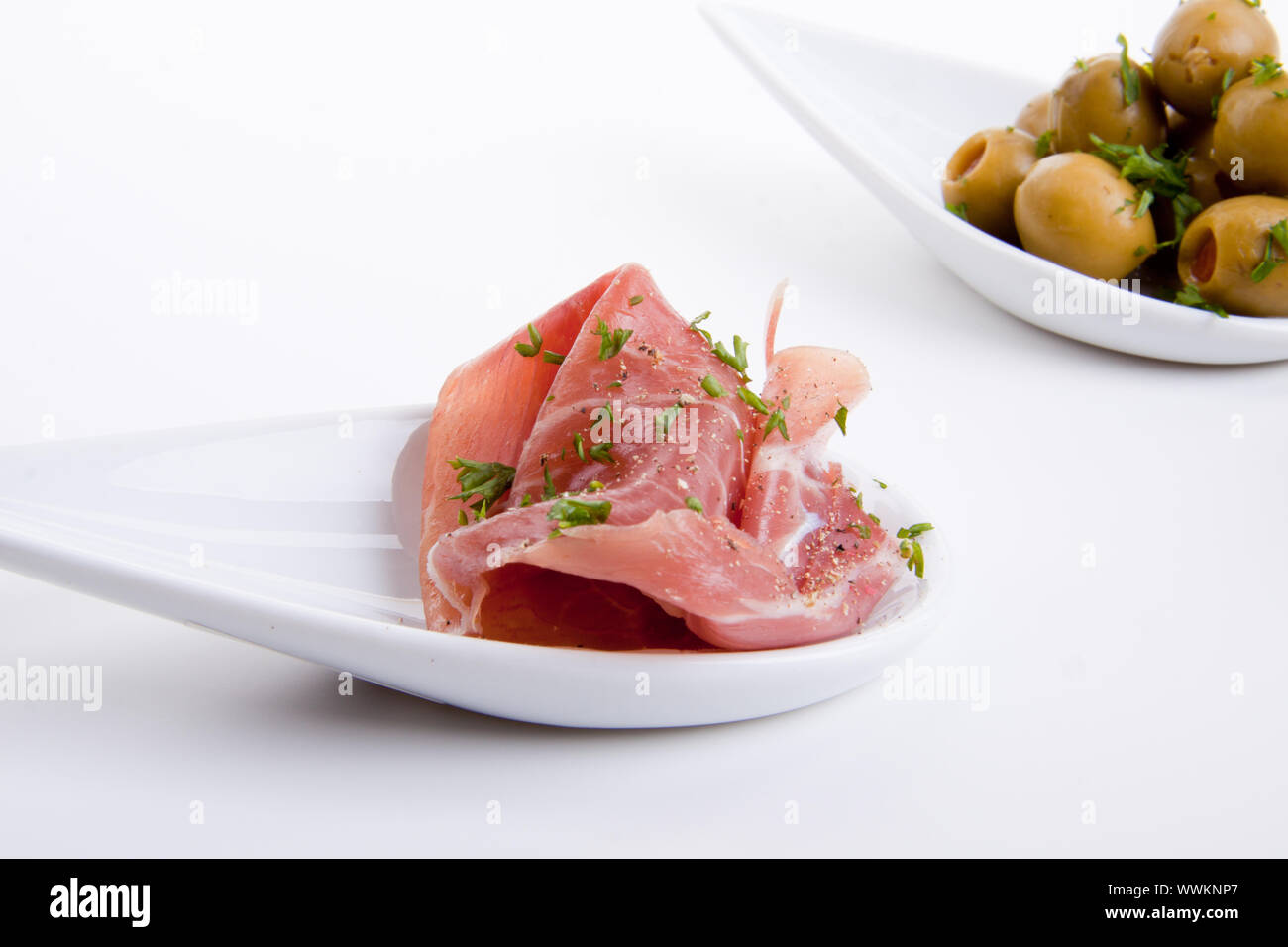mixed starter with parma parmesan tomato olives on a plate Stock Photo ...
