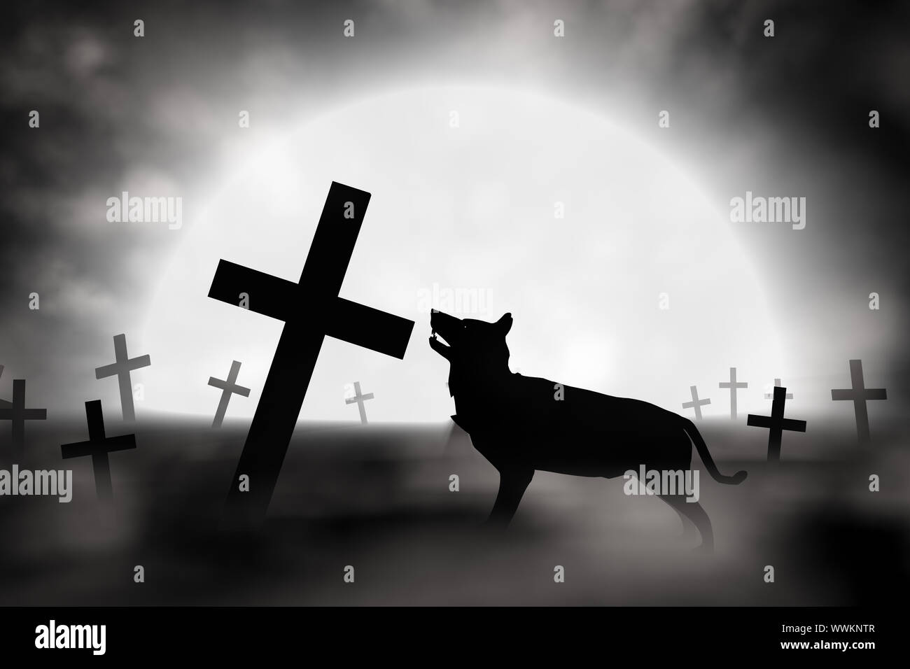 alone wolf 3d abstract Metaphor concept Stock Photo - Alamy