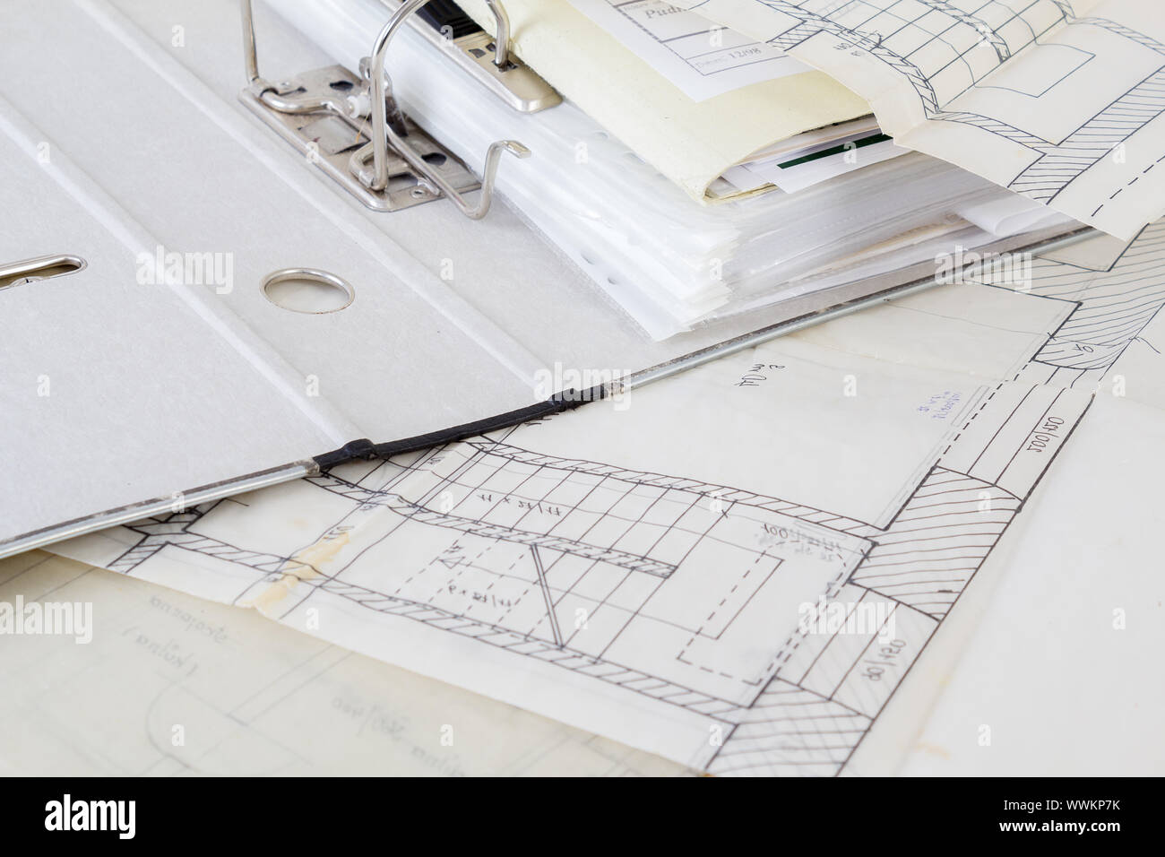 Architectural plans of the old paper and file with the project Stock ...