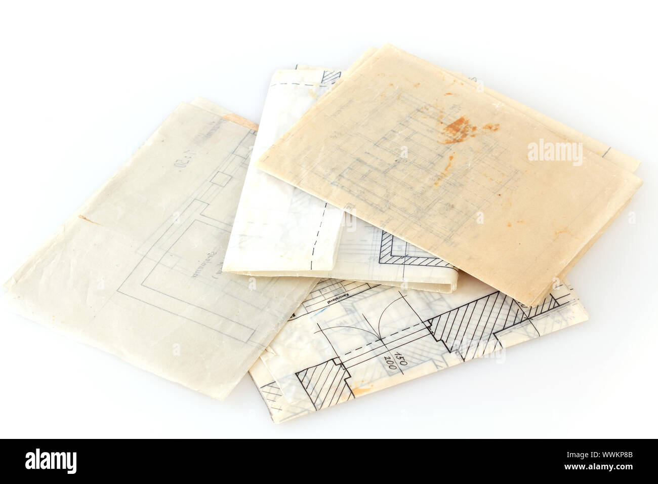 Architectural plans of the old paper Stock Photo - Alamy